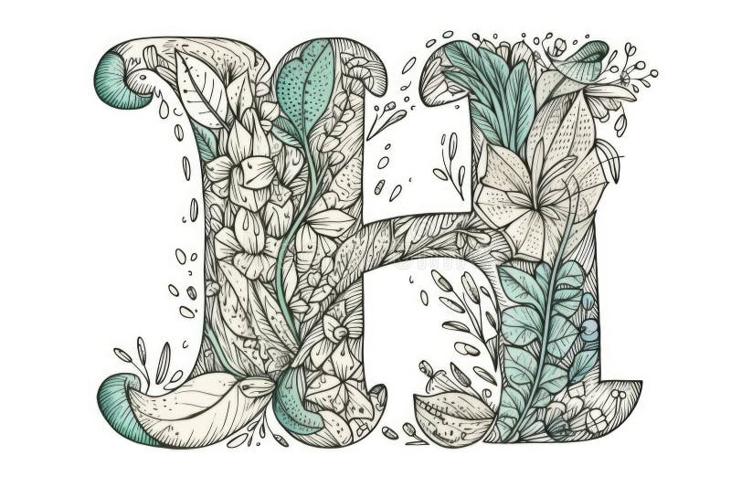 Letter H, Hand-drawn Doodle Style, on White Background Stock Image ...