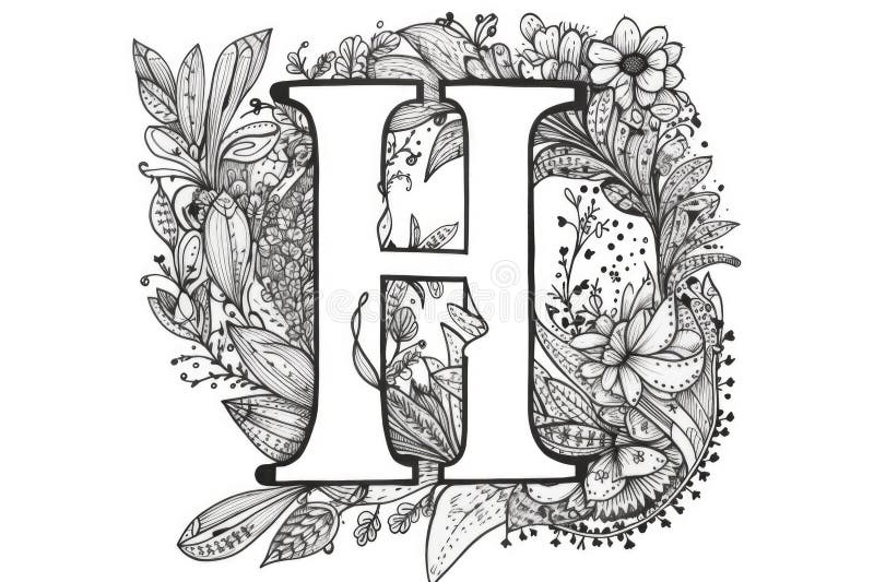 Letter H, Hand-drawn Doodle Style, on White Background Stock Image ...