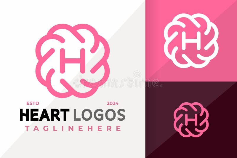 Letter H Heart Flower Logo Icon Vector Design Illustration Stock Vector ...