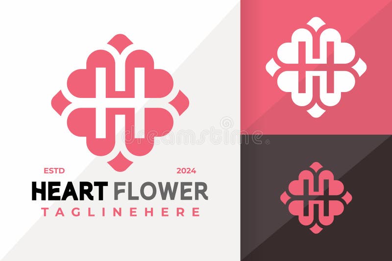Letter H Heart Flower Ornament Logo Icon Vector Design Stock Vector ...