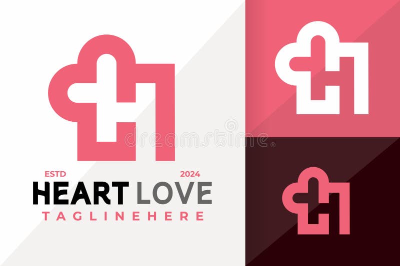 Letter H Heart Love Logo Icon Vector Design Stock Vector - Illustration ...