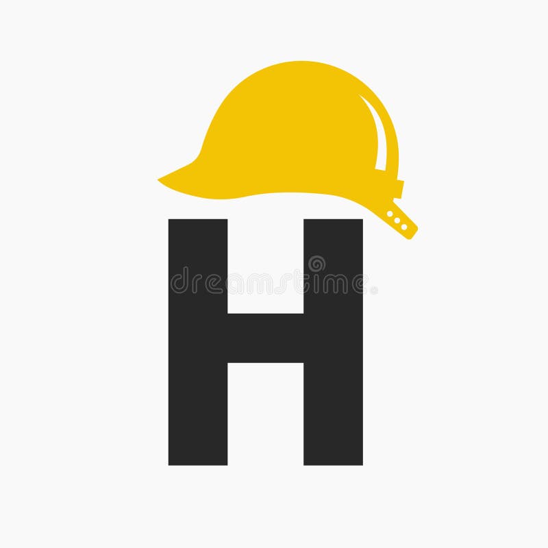 Letter H Helmet Construction Logo Concept with Safety Helmet Icon ...