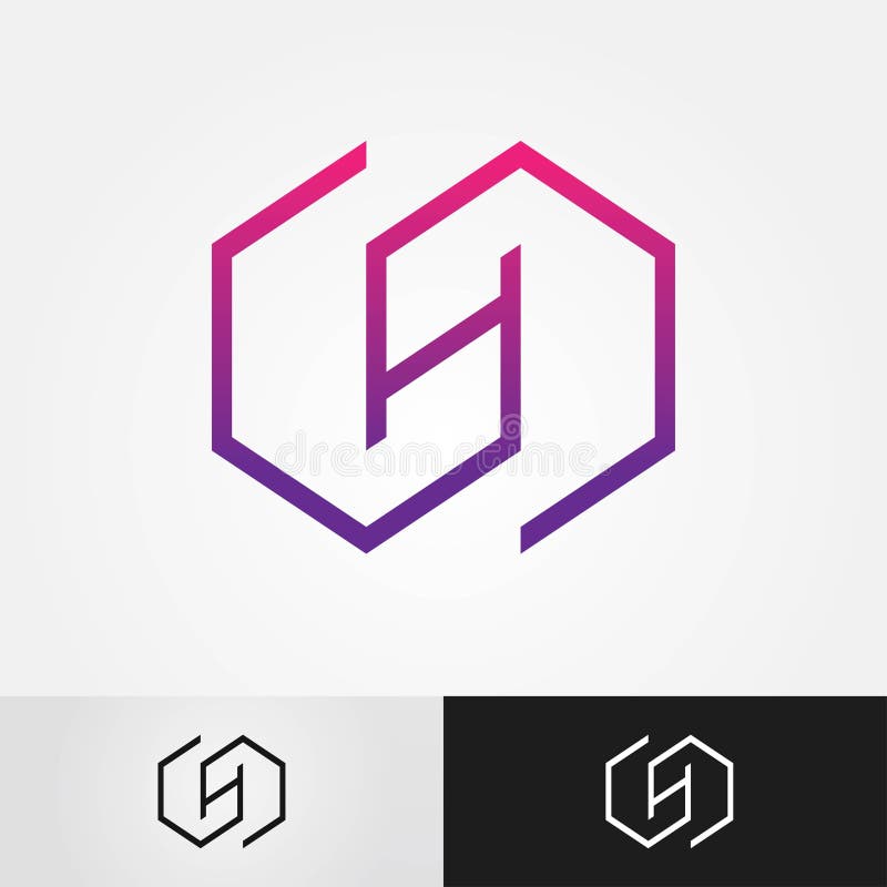 Letter H Hexagon with Gradient Purple Color Stock Vector - Illustration ...