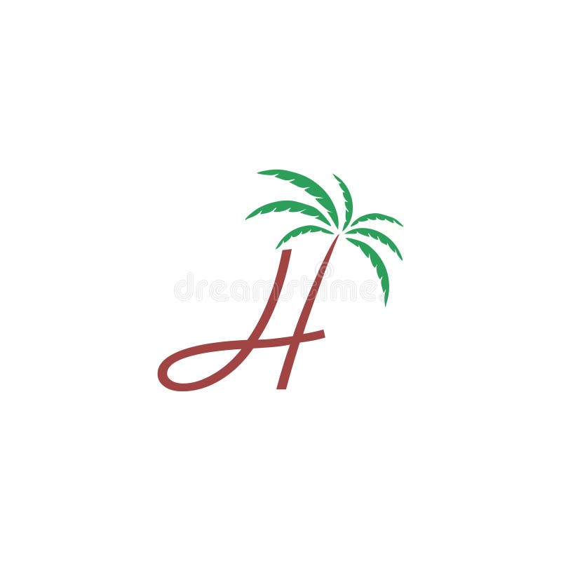 Letter H Initial, Palm Symbol Stock Illustration - Illustration of ...