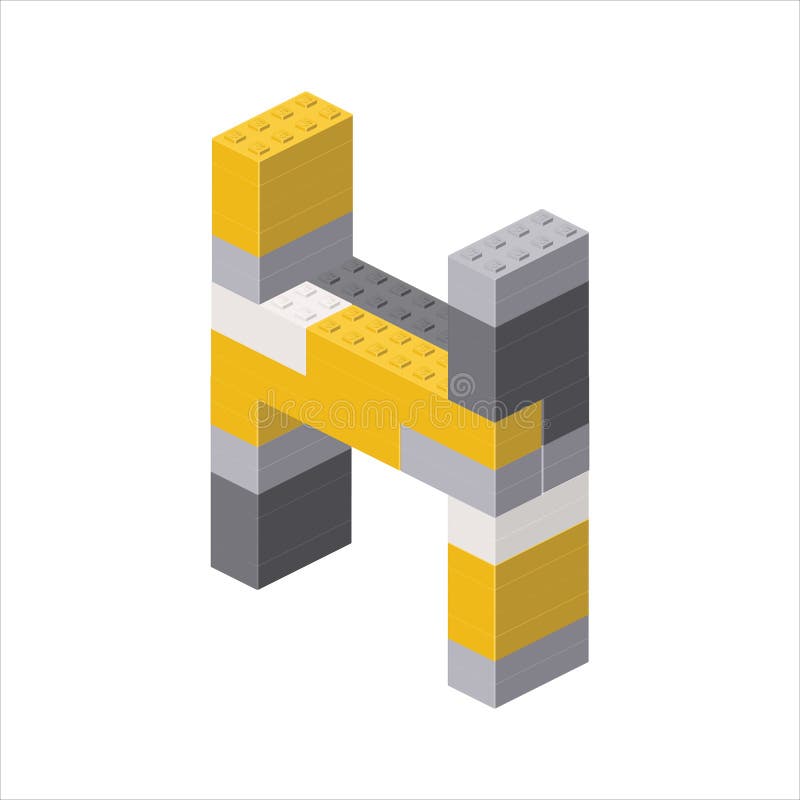 Letter H in Isometric View Assembled from Plastic Blocks. Vector Stock ...