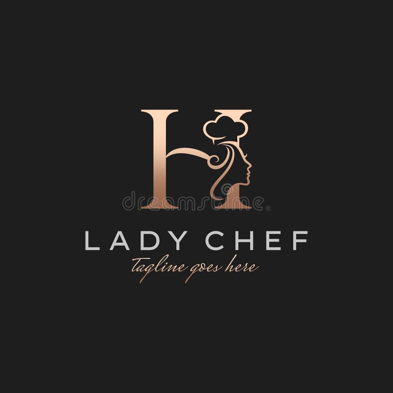 Letter H Lady Chef, Initial Beauty Cook Logo Design Vector Stock Vector ...