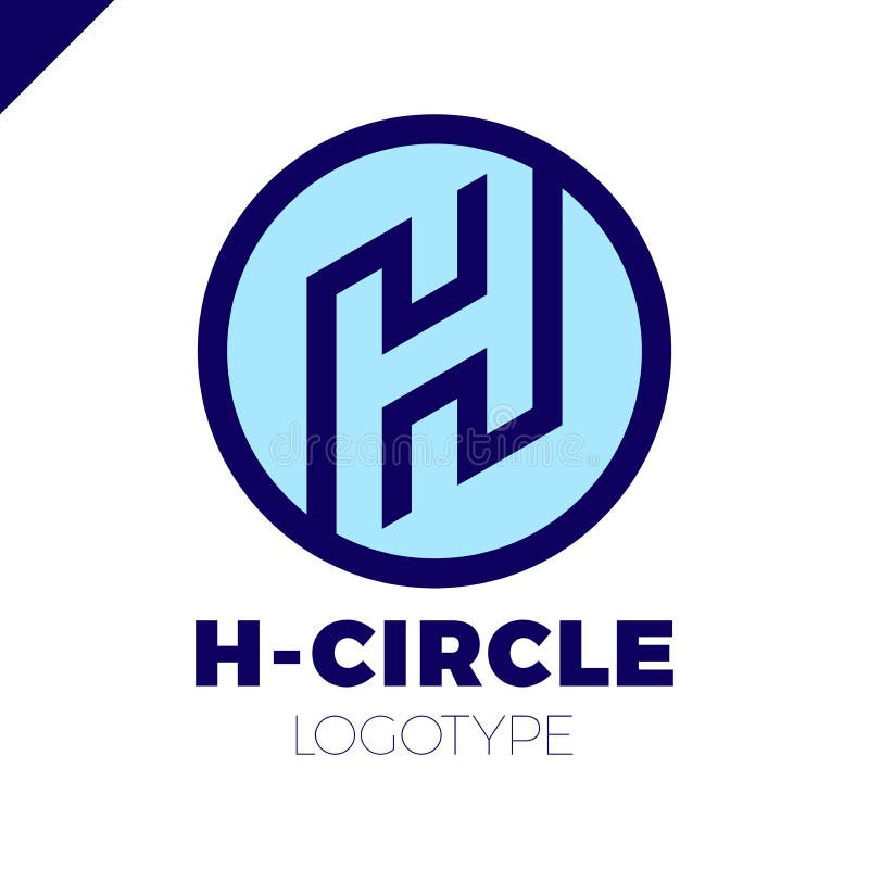 Letter H Logo with Circle in Line Style Design Template Stock Vector ...