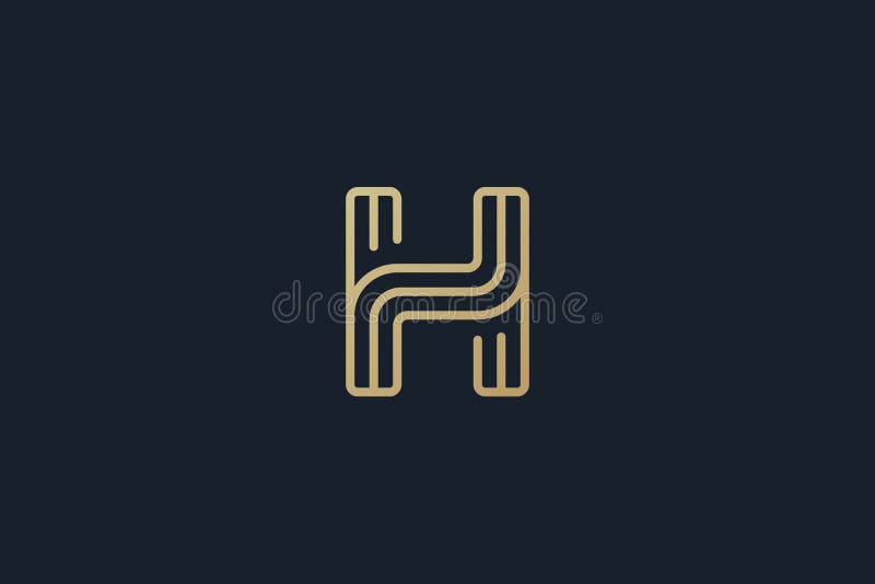 Letter H Logo . Letter H Design with Line Art or Monoline Logo Style ...