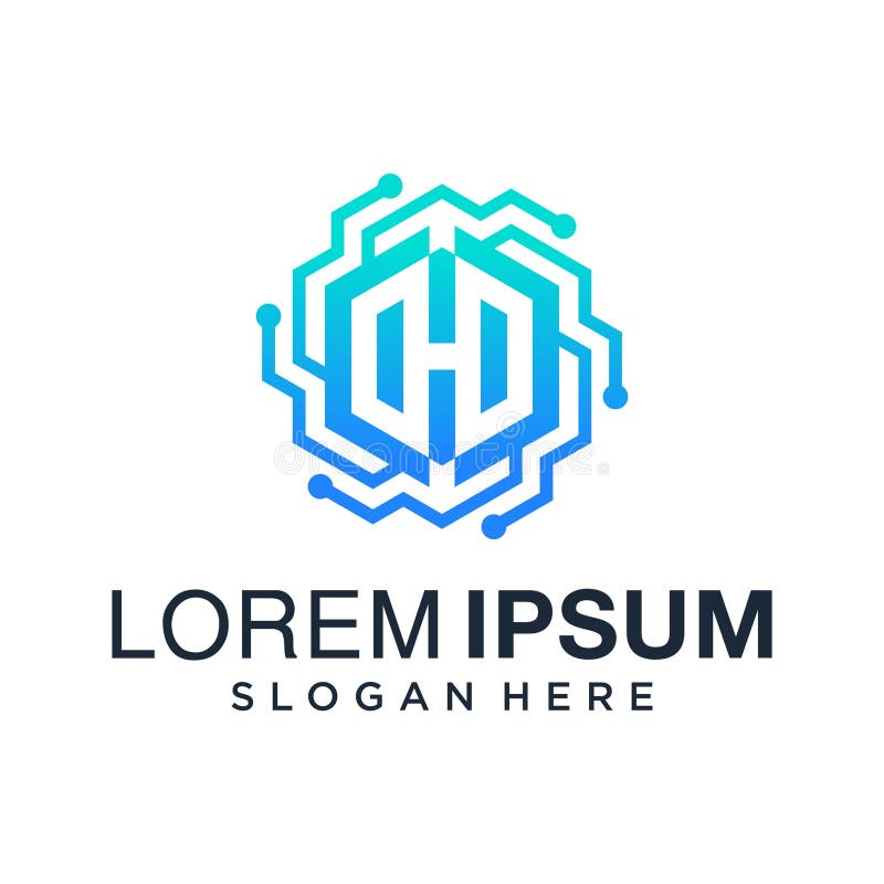 Letter H Logo Design with Technology Template Stock Vector ...