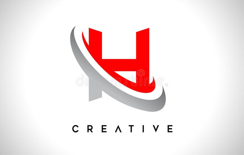 Letter H Logo. H Letter Design Vector with Red Gray Swash Vector Stock ...