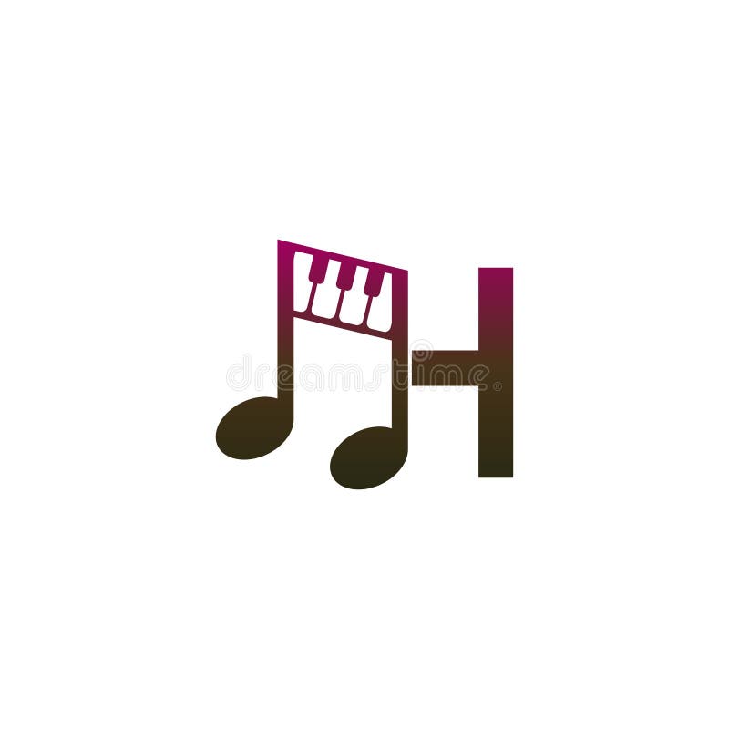 Letter H Logo Icon with Musical Note Design Symbol Template Stock ...