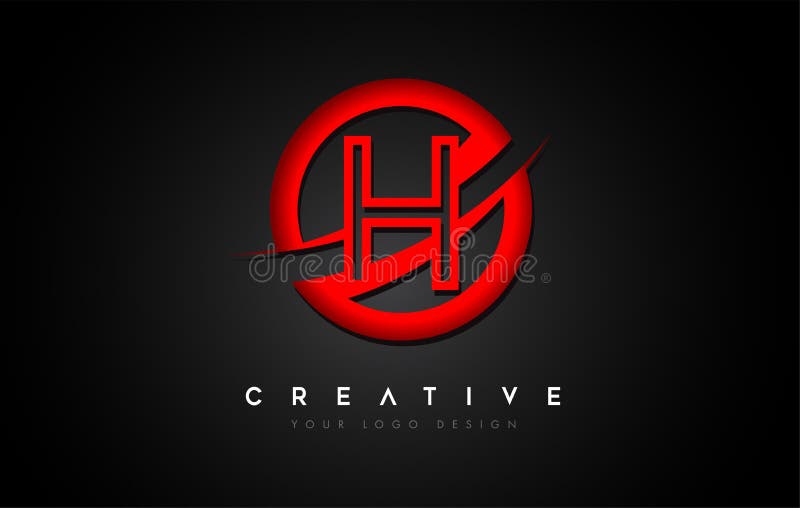 Letter H Logo with a Red Circle Swoosh Design. Creative Uppercase ...