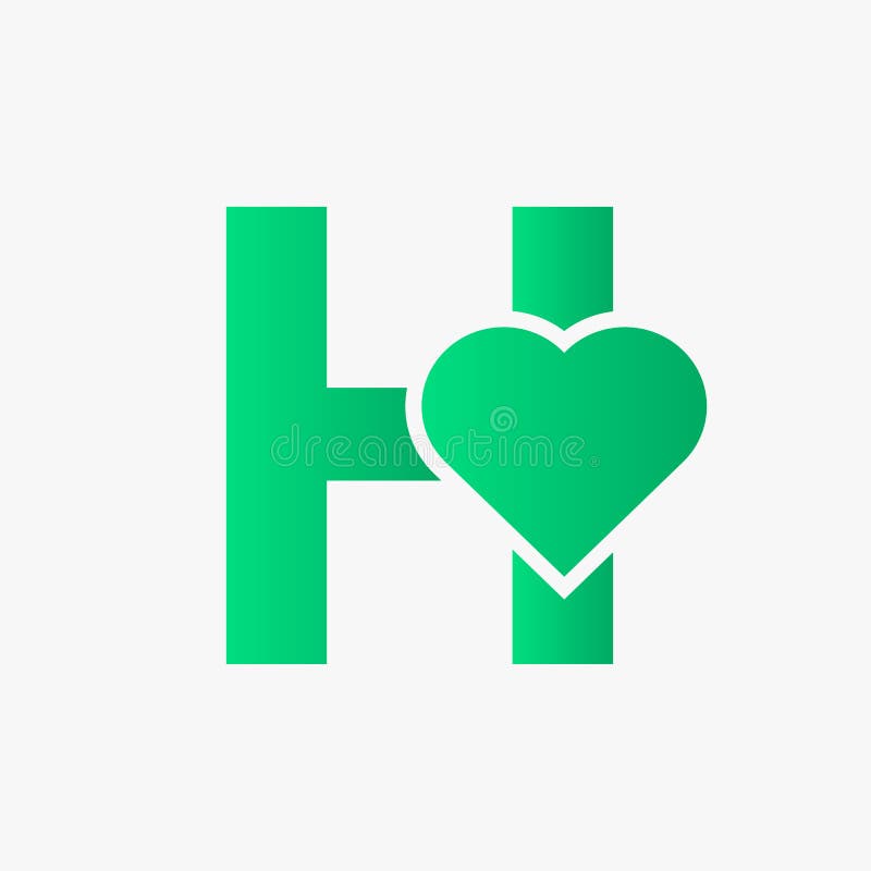Letter H Love Symbol and Heart Icon Concept Vector Template Stock ...