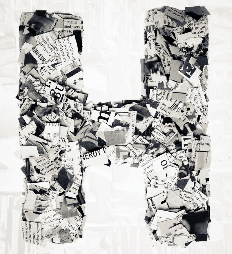 The Letter H Made from Newspaper Stock Photo - Image of collage, black ...
