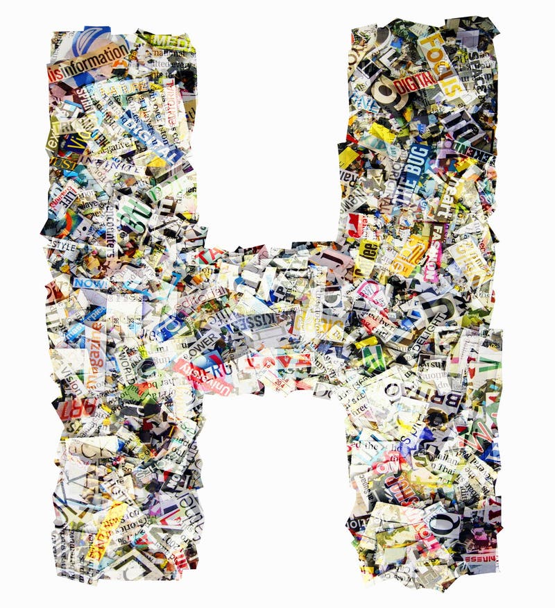 The Letter H Made from Newspaper and Magazine Isolated Stock Image ...