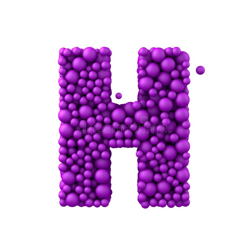 Letter H Made of Plastic Beads, Purple Bubbles, Isolated on White, 3d ...