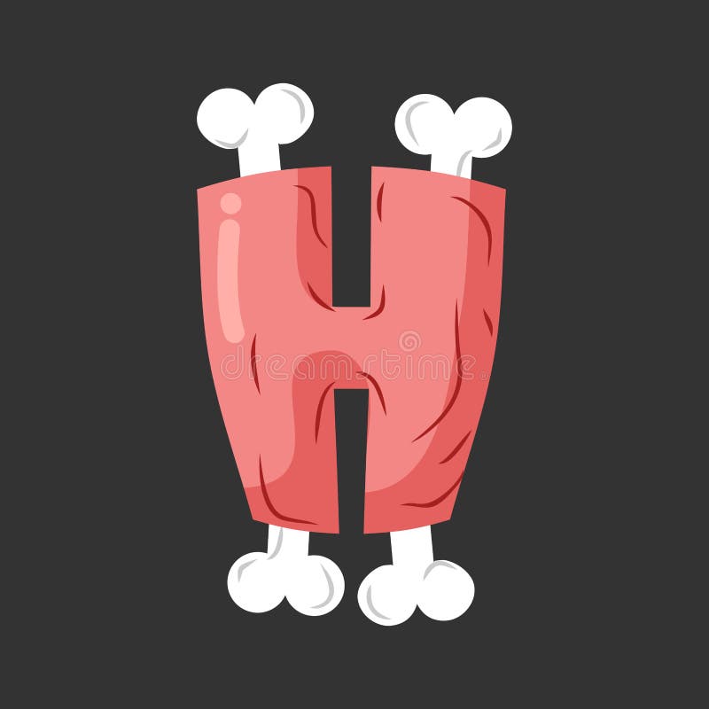 Letter H Meat Font Pork And Bone Alphabet Sign Ham Lettering Stock