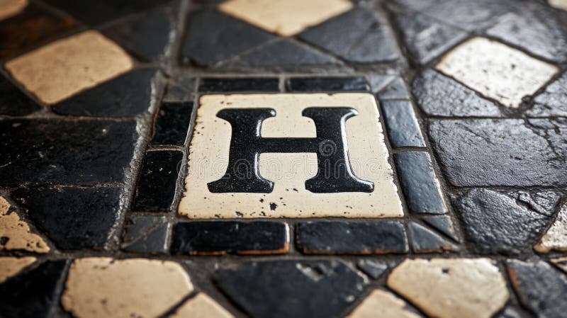 Letter H on Mosaic Tile Floor Stock Illustration - Illustration of ...