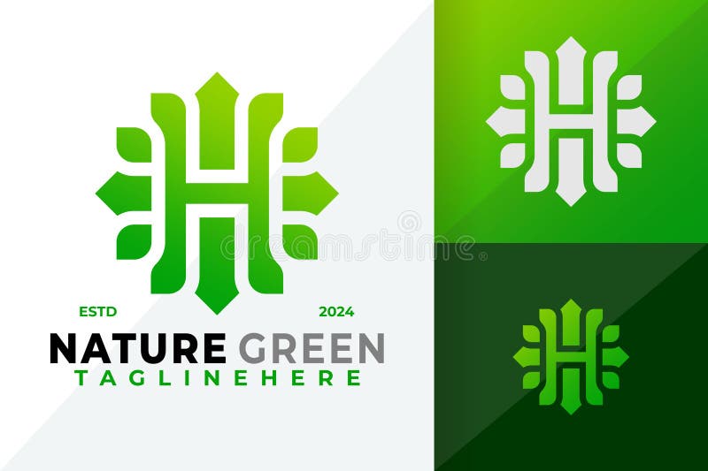 Letter H Nature Green Logo Icon Vector Design Illustration Stock Vector ...