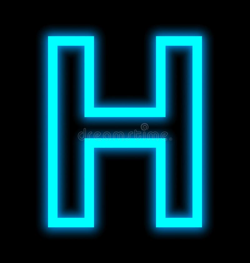 Letter H Neon Lights Outlined Isolated on Black Stock Illustration ...