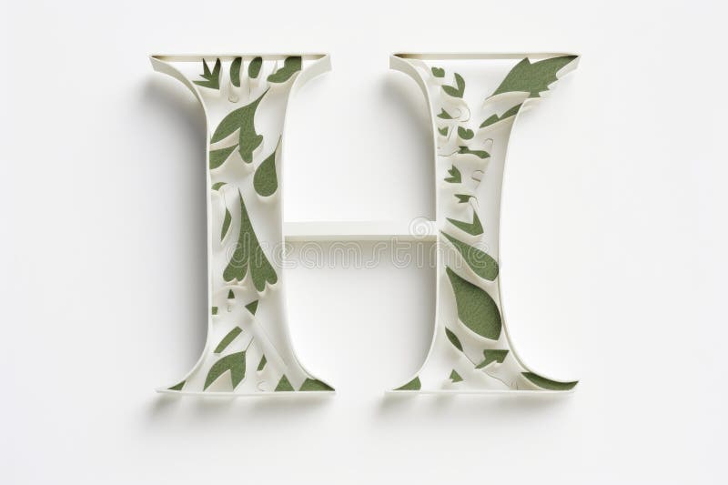 Letter H, Paper Cut-out Style, on White Background Stock Illustration ...