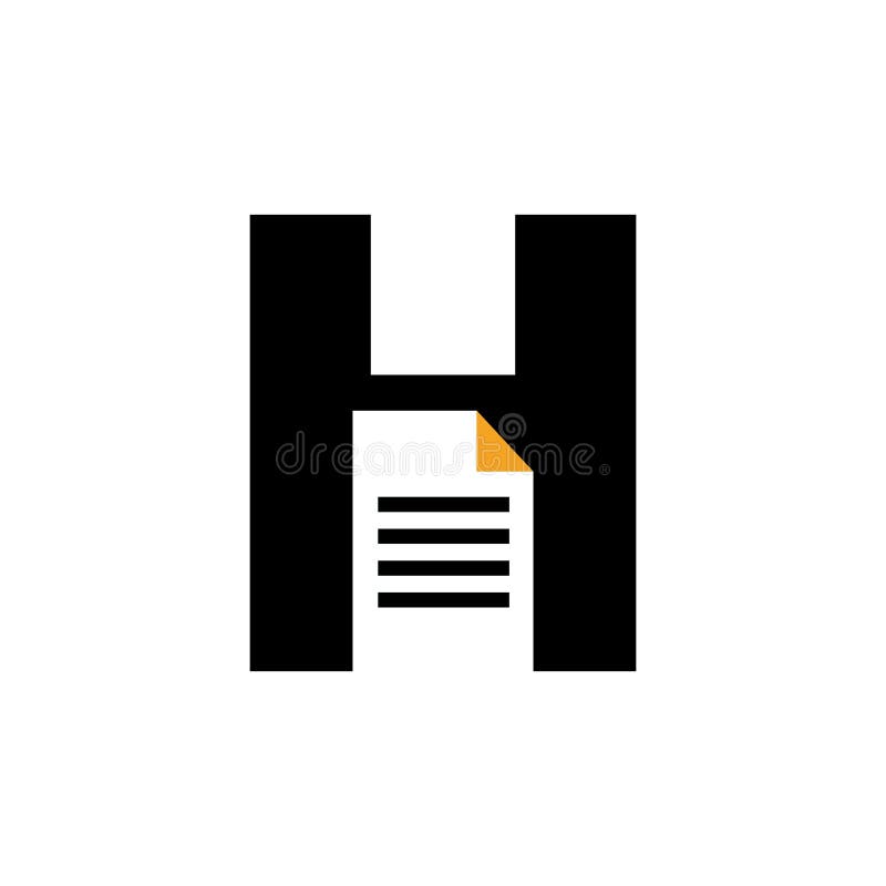 Letter H Paper Document Logo Vector Template Simple Concept Stock ...