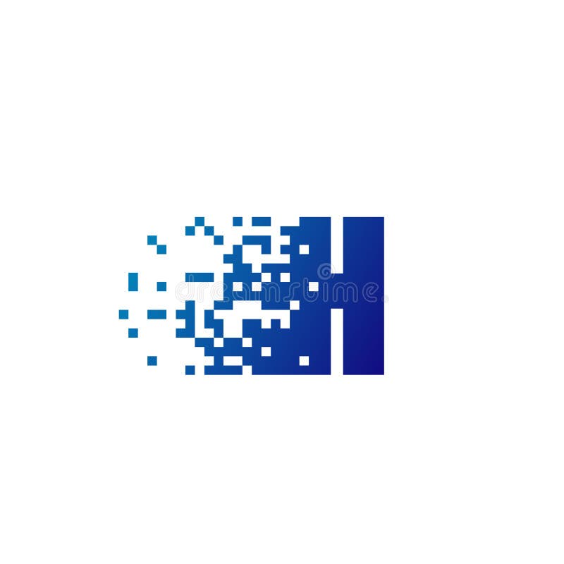 Letter H, Technology Logo with Pixel Symbol Stock Vector - Illustration ...