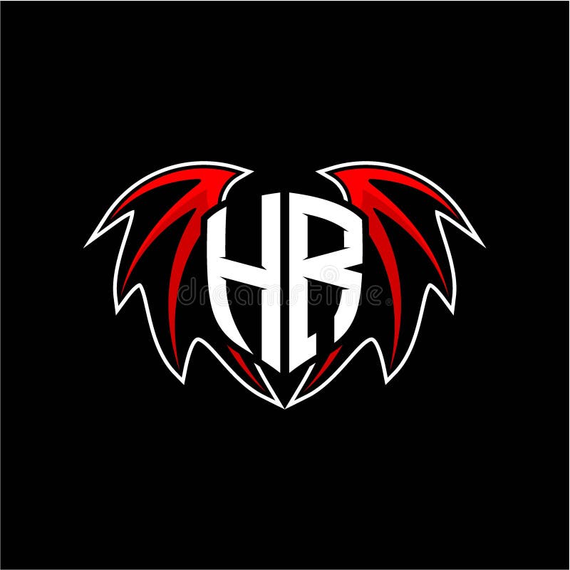 Letter H R Initial Vector Logo Template with a Minimalist Dragon Wing ...