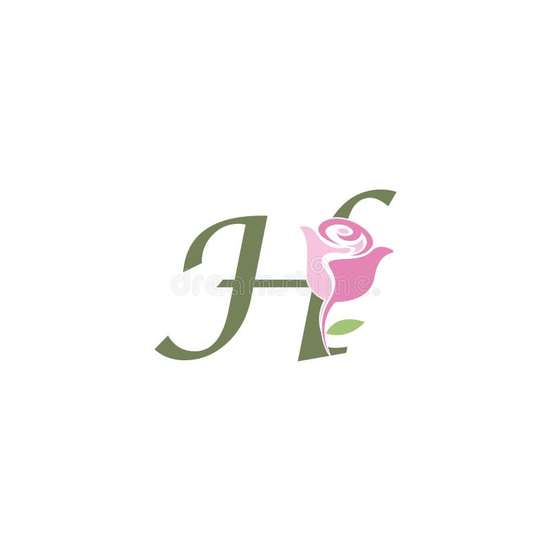 Letter H with Rose Icon Logo Vector Template Stock Vector ...