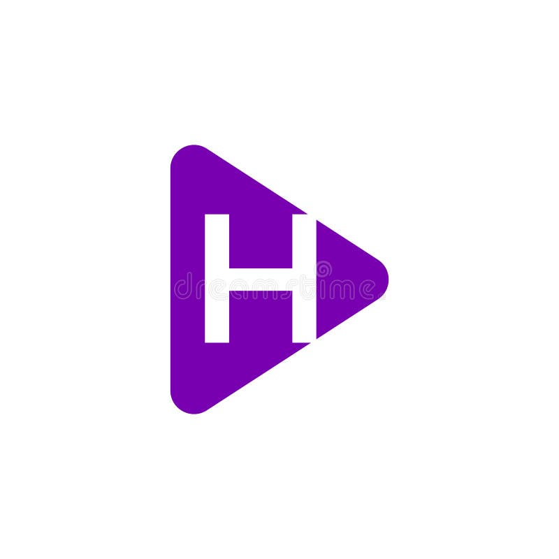 Letter H Rounded Triangle Shape Icon Logo Purple Blue Stock ...