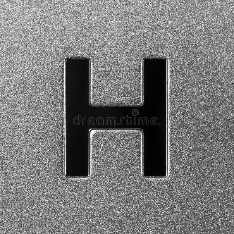 Letter H on a Silver Grained Shiny Metal Surface. English Alphabet ...