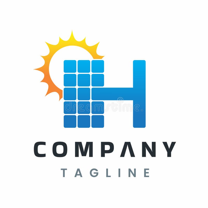 Letter H Solar Energy Logo, Solar Power Panel Design Stock Vector ...