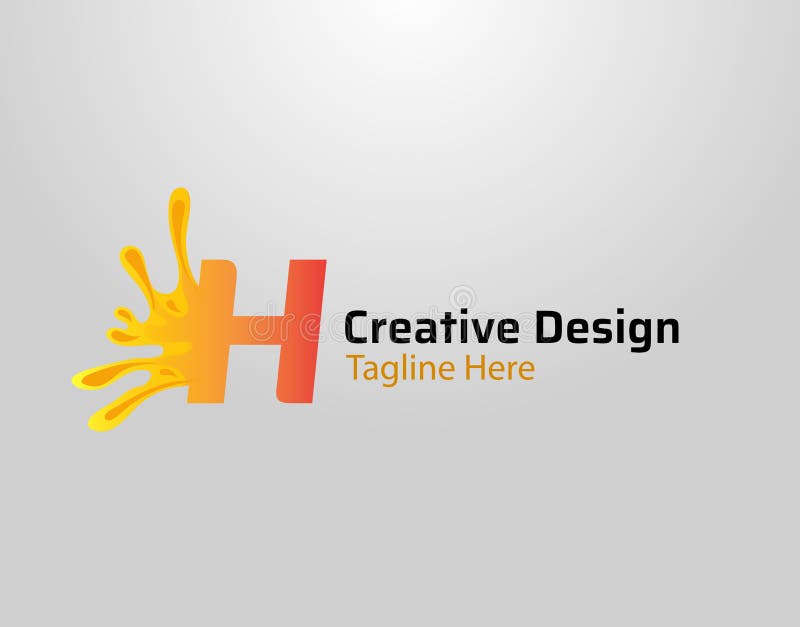 Letter H Splash Logo Icon. Initial H with Orange Splash and Drops ...