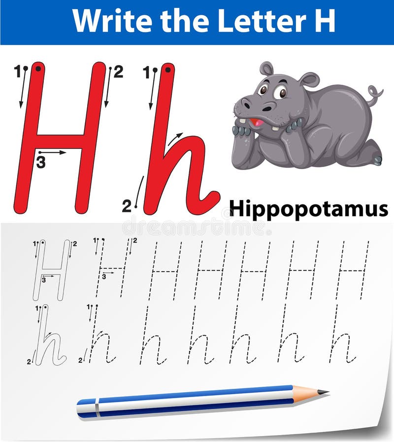 Letter H Tracing Alphabet Worksheets Stock Vector - Illustration of ...