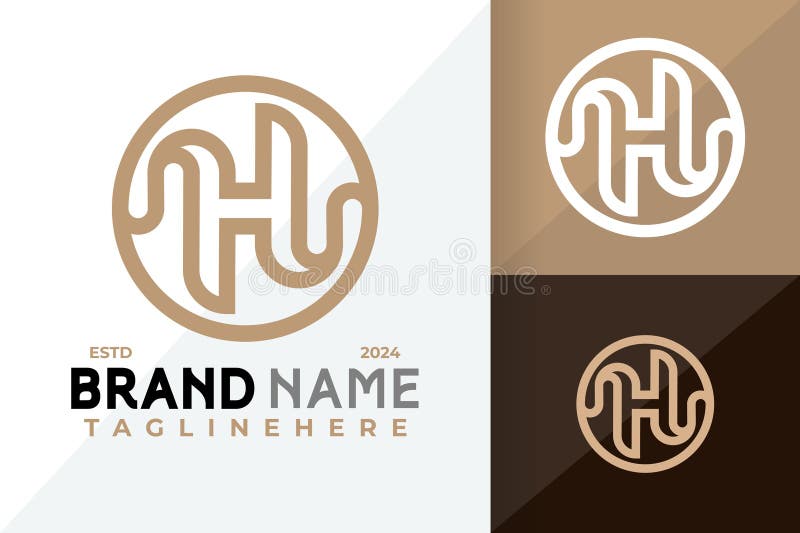 Letter H Unique Monogram Logo Icon Vector Design Illustration Stock ...