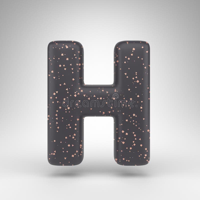 Letter H Uppercase on White Background. Black Matte 3D Letter with ...