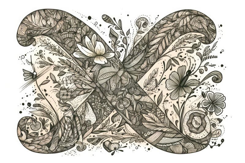 Letter X, Hand-drawn Doodle Style, on White Background Stock Image ...