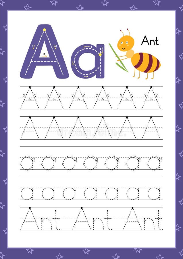 Letter a. Handwriting Practice Worksheet Stock Vector - Illustration of ...