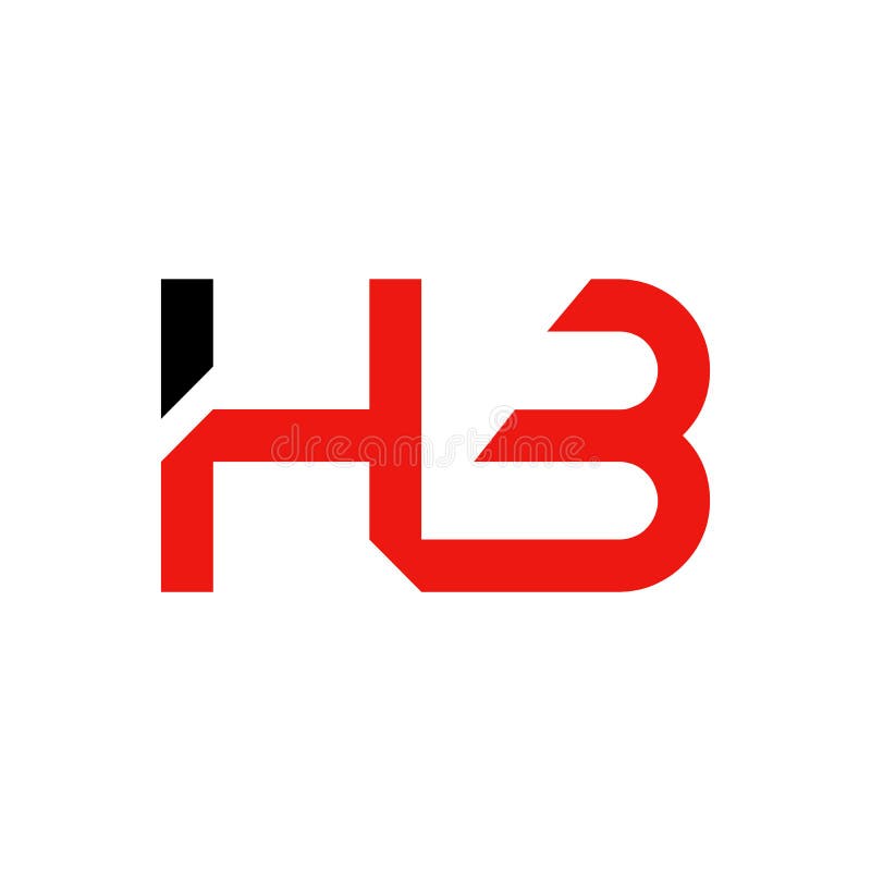 Letter HB Logo Design Linked Vector Template with Red and Black Stock ...