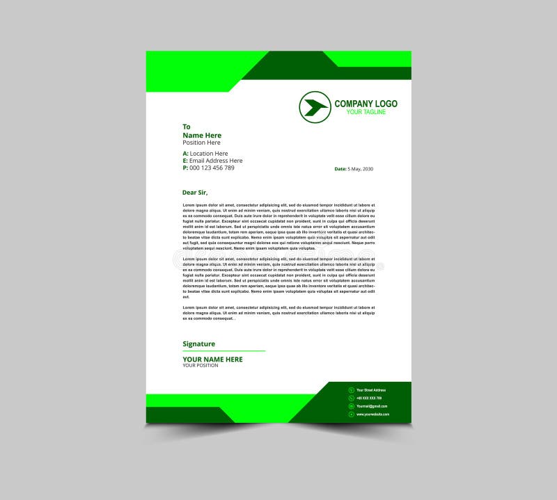 Letterhead Template Design Green Color Corporate Modern Stock Vector ...