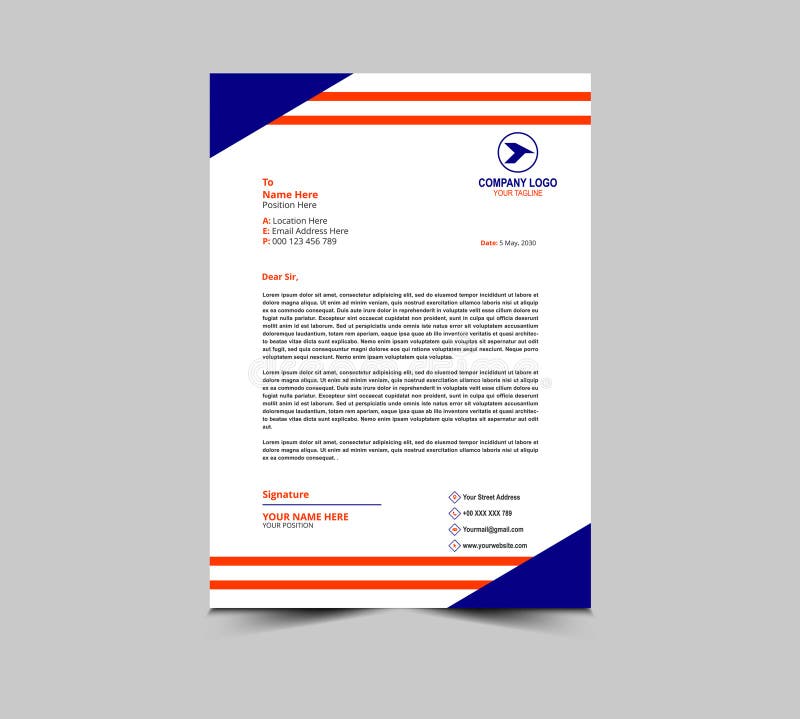 Letterhead Template Design Blue and Orange Corporate Modern Stock ...