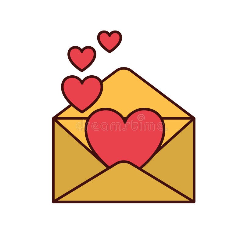 Letter with Heart Message Isolated Icon Stock Vector - Illustration of ...