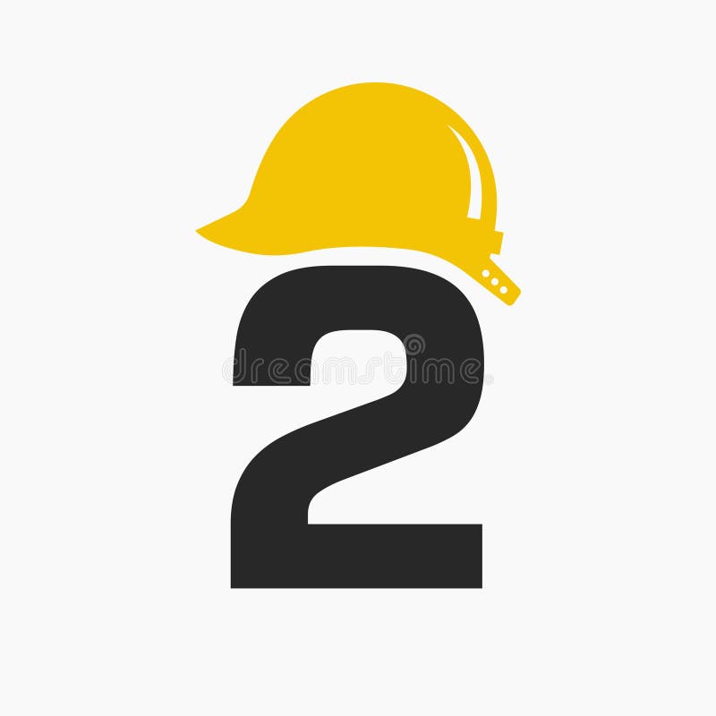 Letter 2 Helmet Construction Logo Concept with Safety Helmet Icon ...