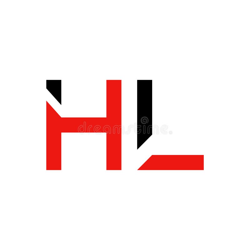 Letter HL Logo Design Linked Vector Template with Red and Black Stock ...