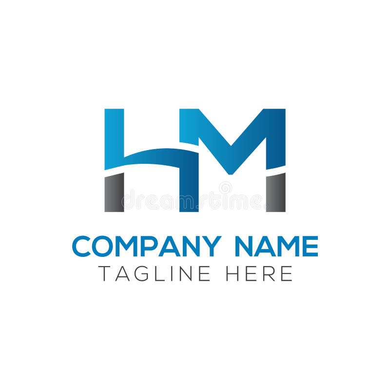 Letter HM Logo Design Linked Vector Template with Blue and Black Stock ...