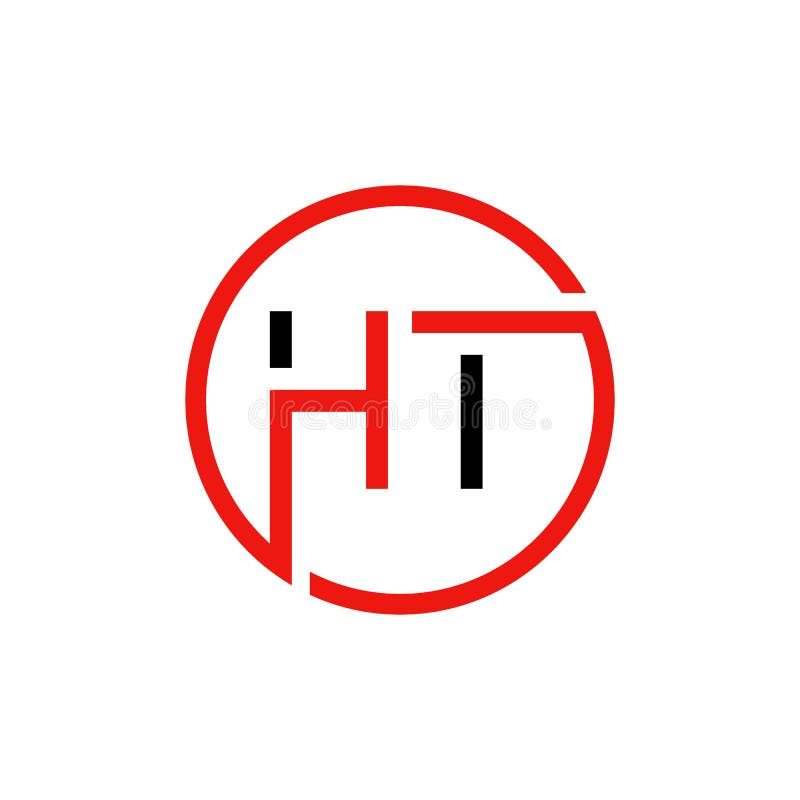 Letter HT Logo Design Linked Vector Template with Red and Black Stock ...
