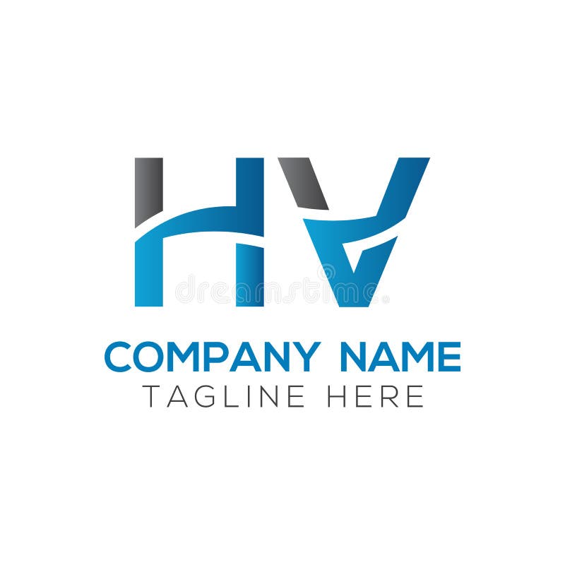Letter HV Logo Design Linked Vector Template with Blue and Black Stock ...