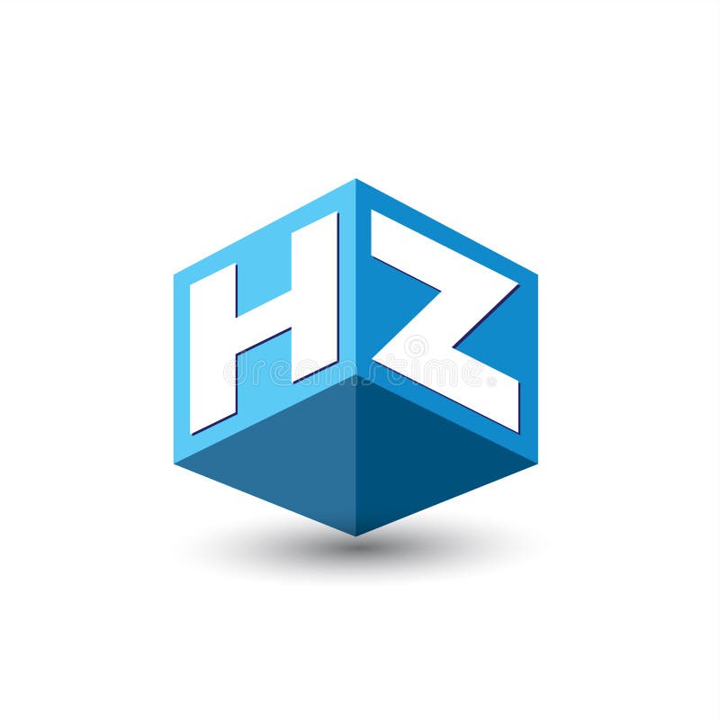 Letter HZ Logo in Hexagon Shape and Blue Background, Cube Logo with ...