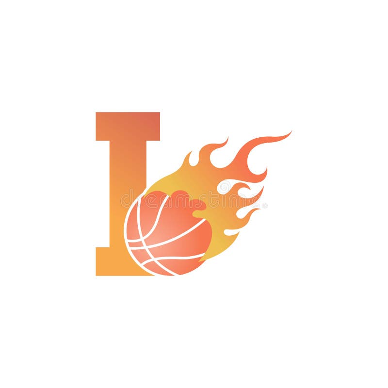 Letter I with Basketball Ball on Fire Illustration Stock Vector ...