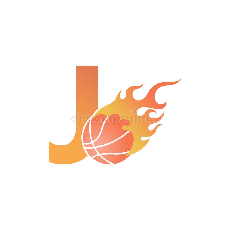 Letter I with Basketball Ball on Fire Illustration Stock Vector ...